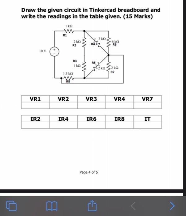 Solved Draw the given circuit in Tinkercad breadboard and | Chegg.com