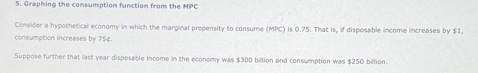 Solved Graphing the consumption function from the | Chegg.com