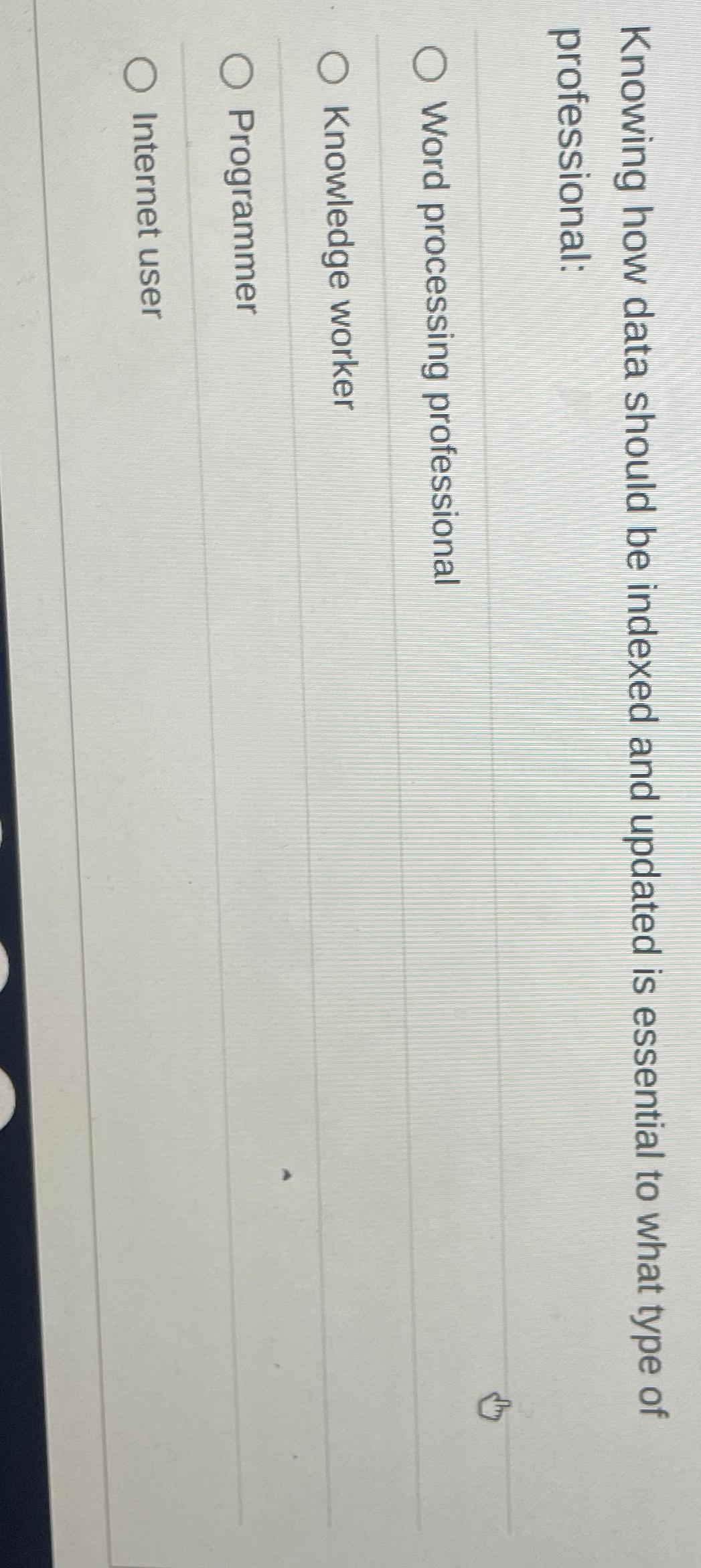 Solved Knowing how data should be indexed and updated is | Chegg.com
