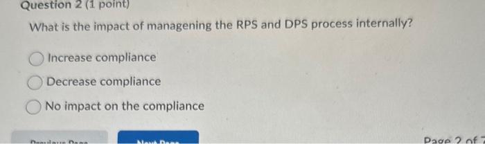 Solved What is the impact of managening the RPS and DPS | Chegg.com