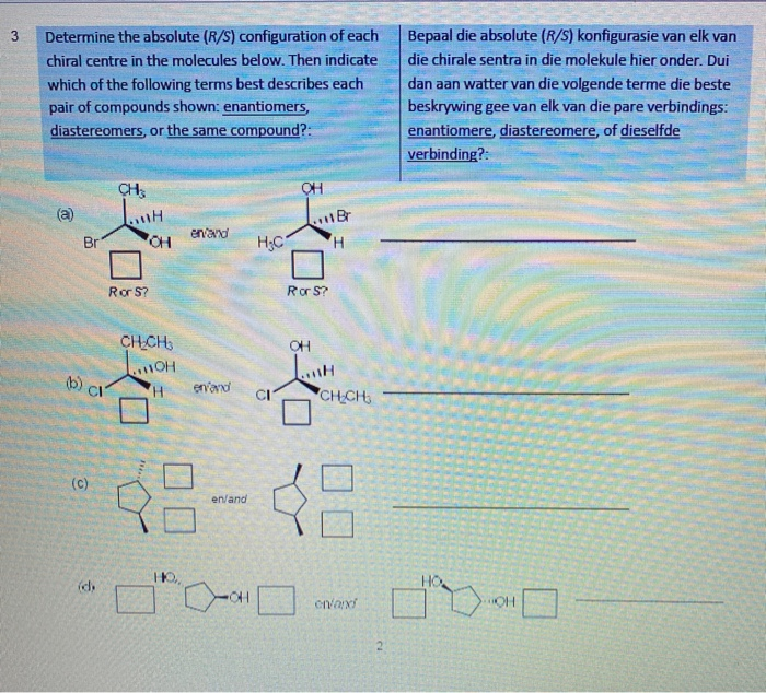 Solved 3 Determine the absolute (R/S) configuration of each | Chegg.com