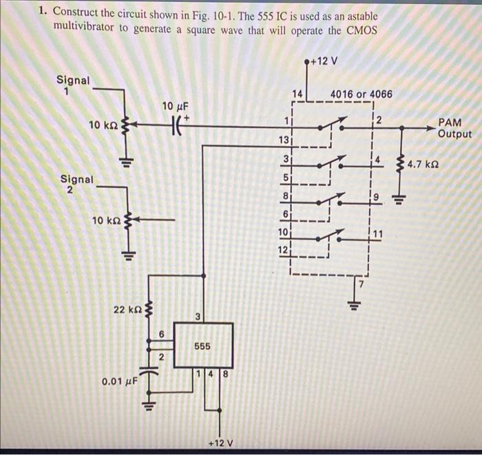 1. Construct the circuit shown in Fig. 10-1. The | Chegg.com
