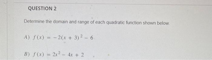 Solved Rewrite each of the following quadratic functions in | Chegg.com