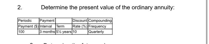 Solved Determine the present value of the ordinary annuity: | Chegg.com