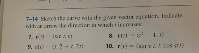 Solved 7-14 Sketch the curve with the given vector equation. | Chegg.com