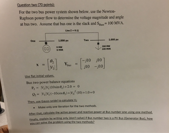 Solved Question two (70 points): For the two bus power | Chegg.com