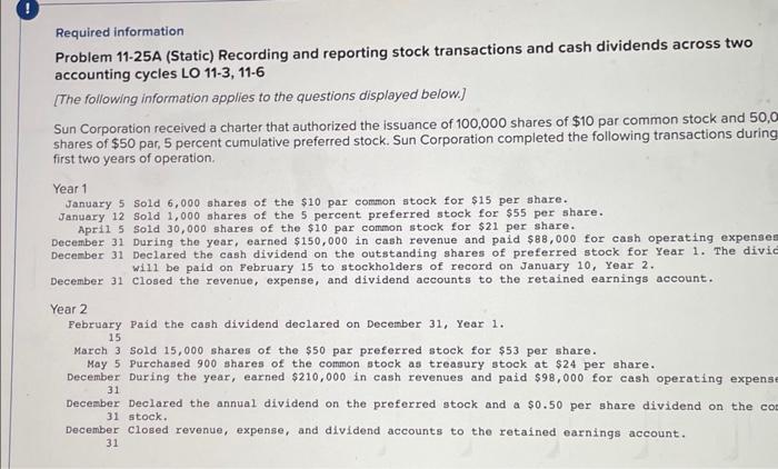 Solved Required information Problem 11-25A (Static) | Chegg.com