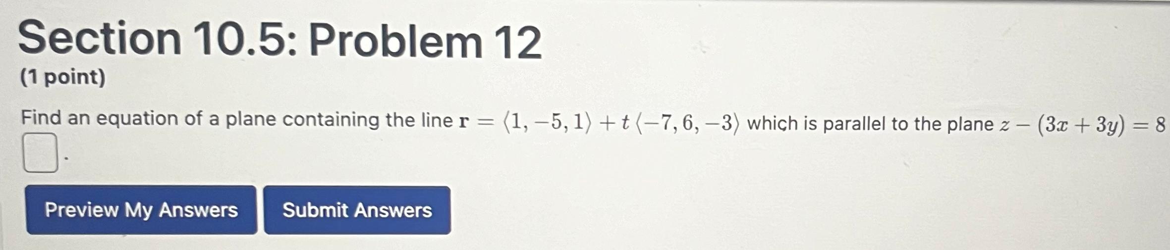 Solved Find an equation of the plane through the point | Chegg.com