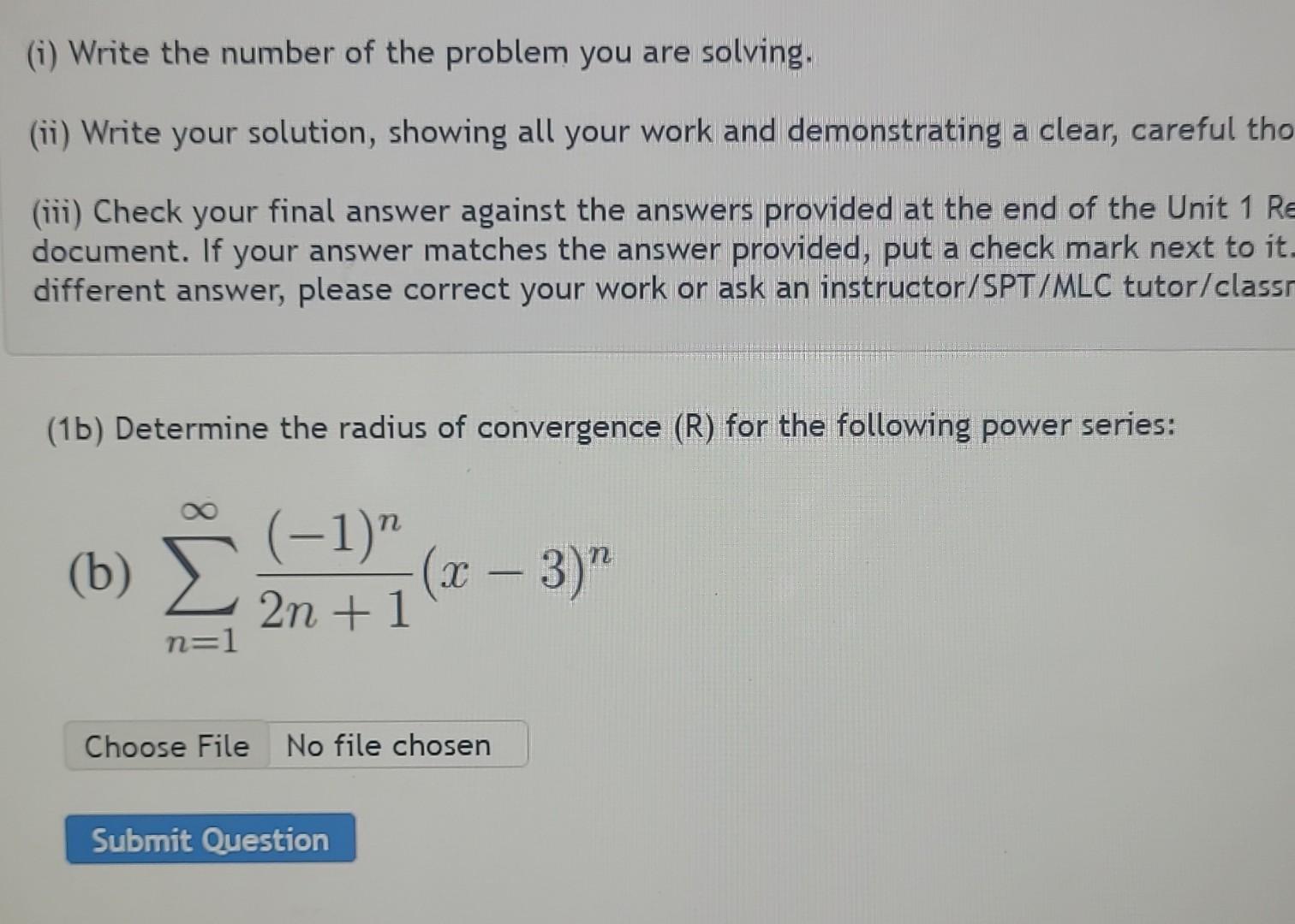 Solved (i) Write the number of the problem you are solving. | Chegg.com