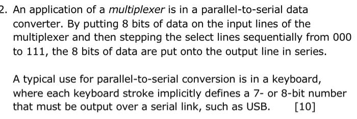 Solved An application of a multiplexer is in a | Chegg.com
