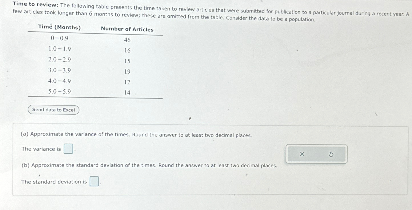 Solved Time to review: The following table presents the time | Chegg.com