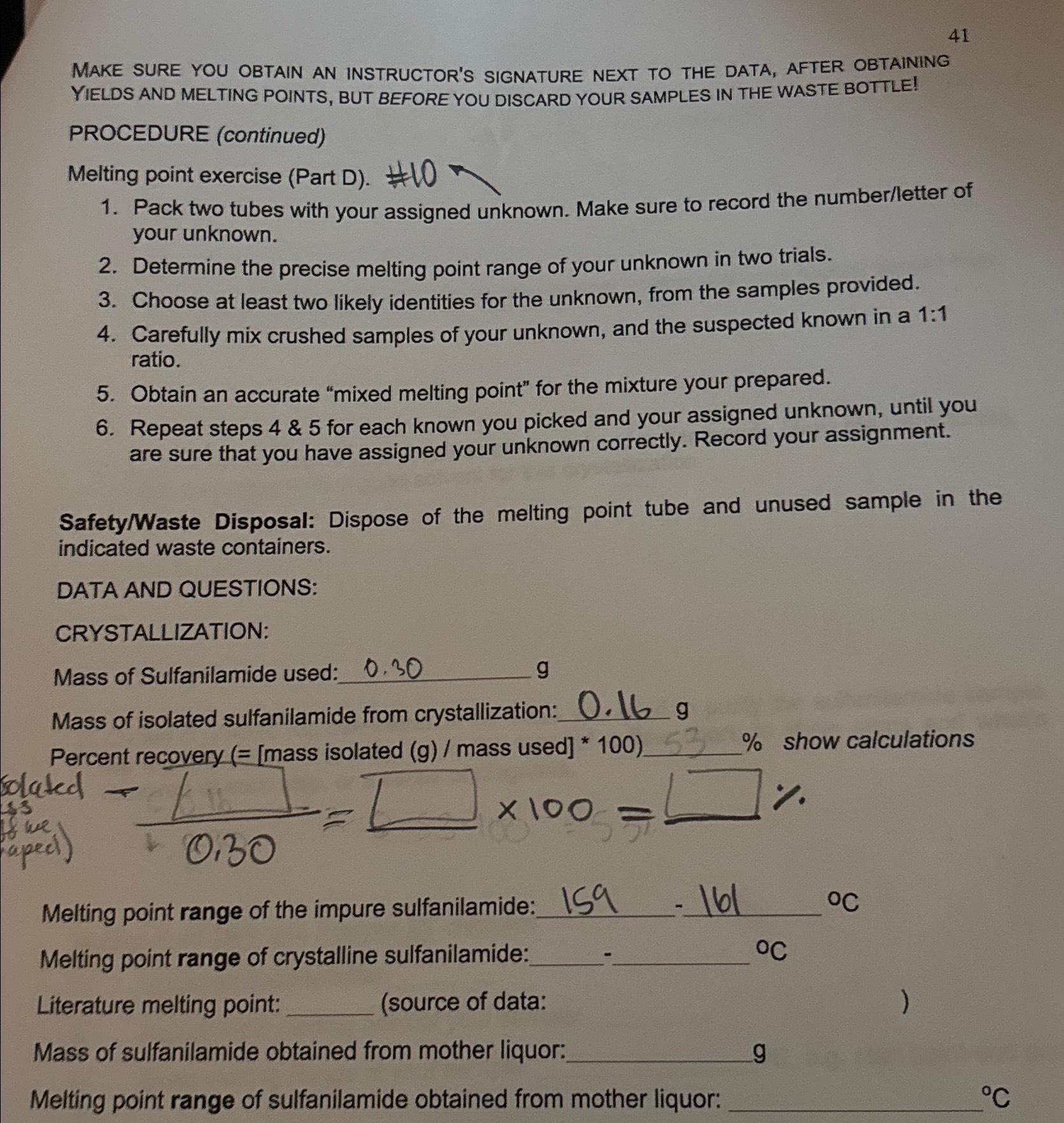 41\\nMAKE SURE YOU OBTAIN AN INSTRUCTOR'S SIGNATURE | Chegg.com