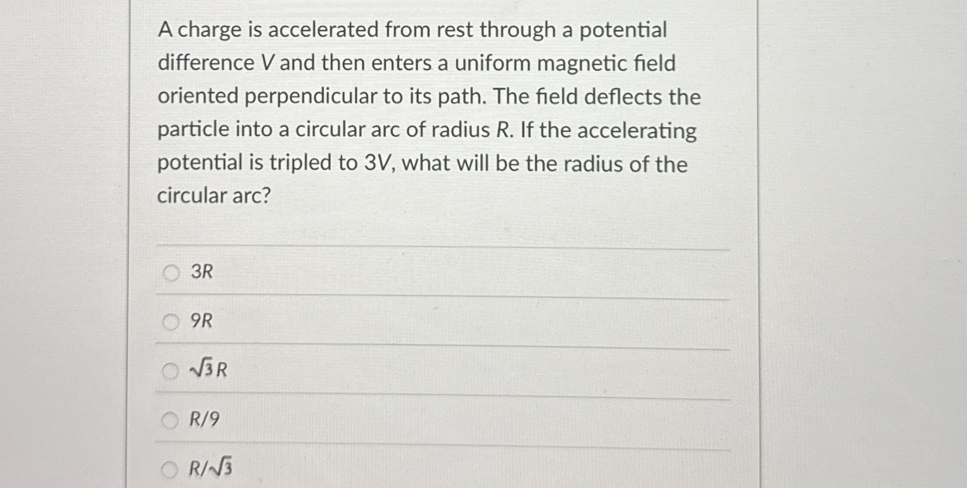 Solved A charge is accelerated from rest through a potential | Chegg.com