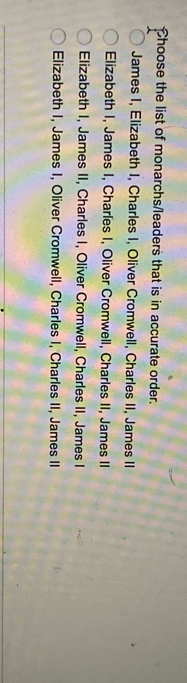 Solved Thoose the list of monarchs/leaders that is in | Chegg.com