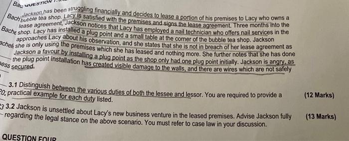 Solved Bach Jackson has been struggling financially and | Chegg.com