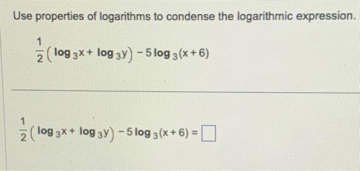 Use properties of logarithms to condense the | Chegg.com