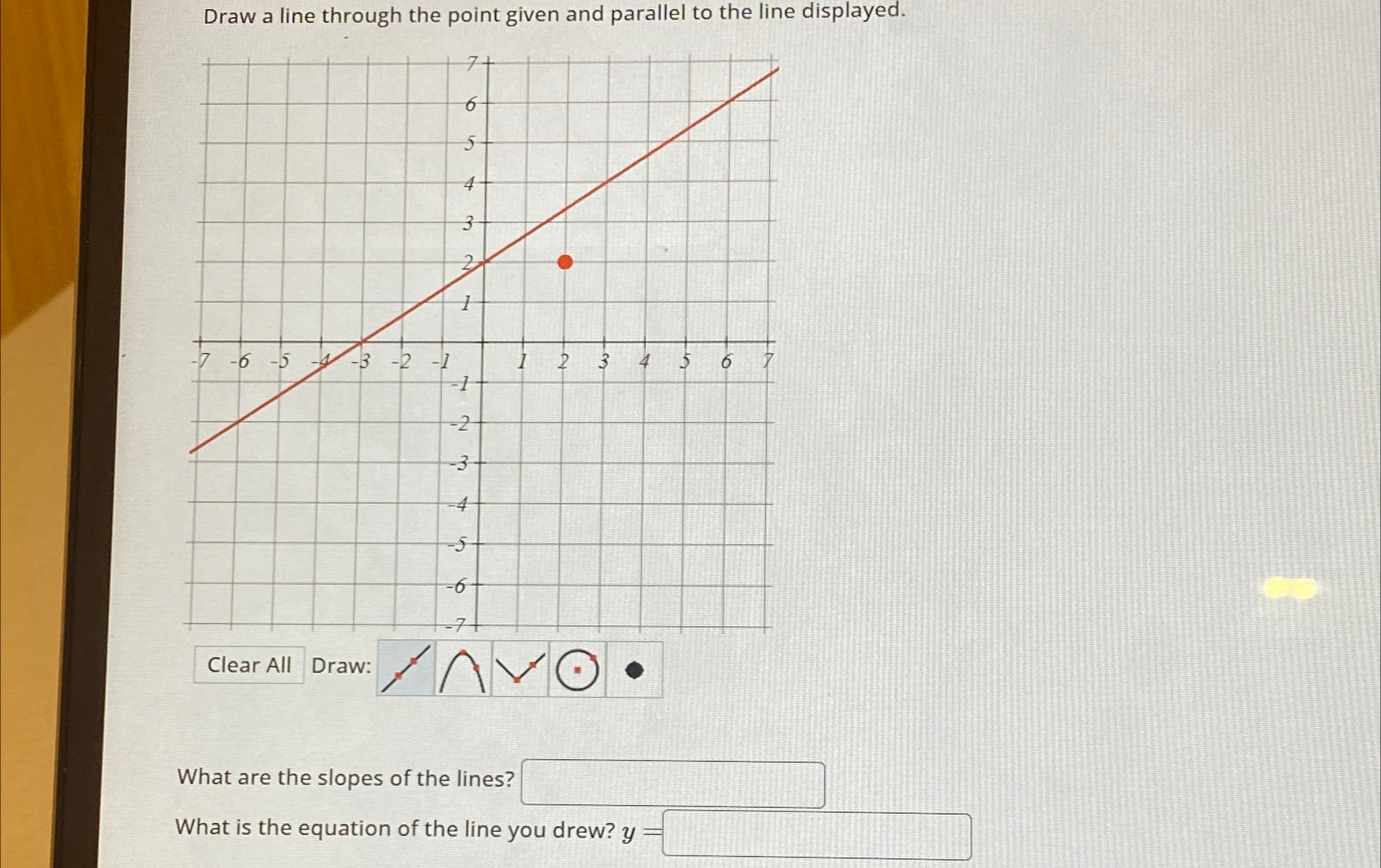 Solved Draw a line through the point given and parallel to | Chegg.com