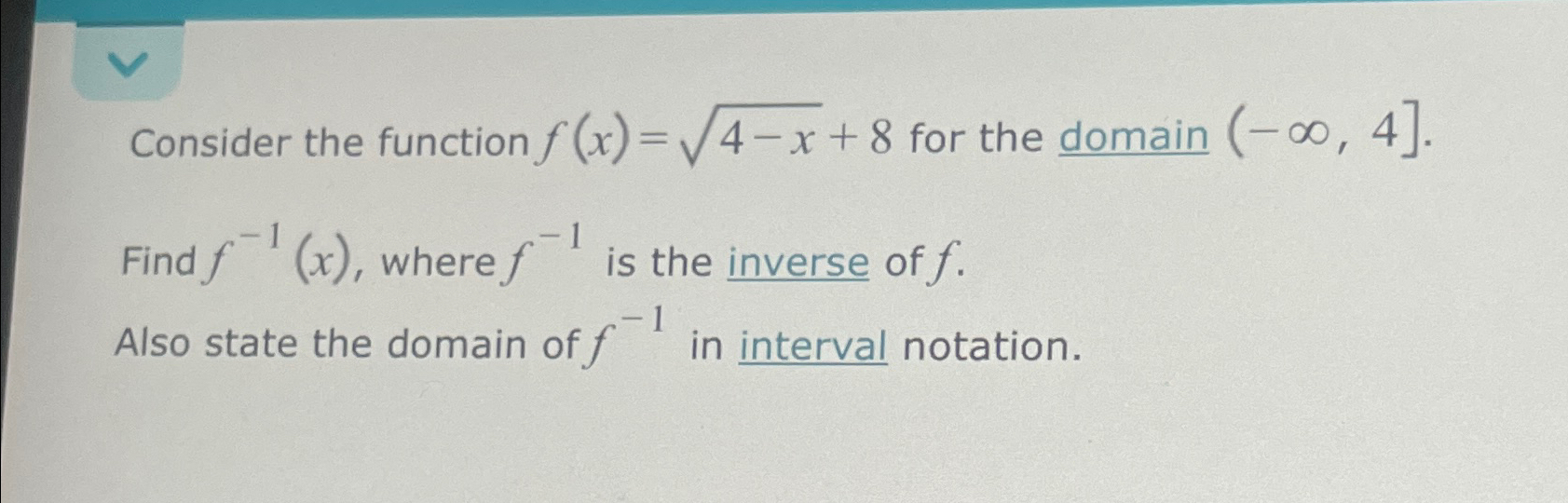 Solved Consider the function f(x)=4-x2+8 ﻿for the domain | Chegg.com