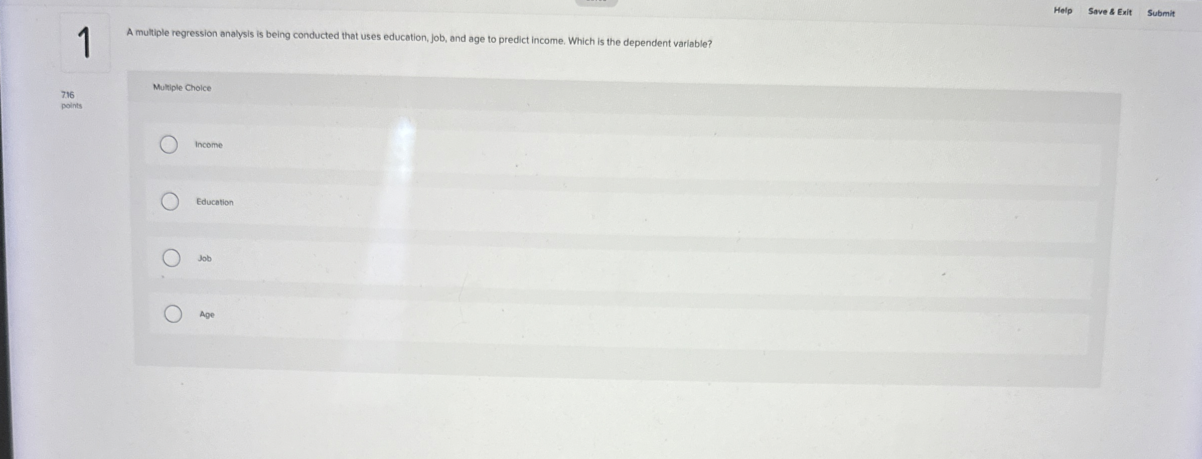 Solved HelpSave & ExitSubmit1 ﻿A multiple regression | Chegg.com