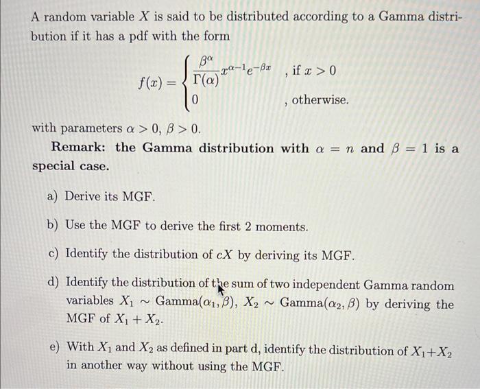 Solved A random variable X is said to be distributed | Chegg.com