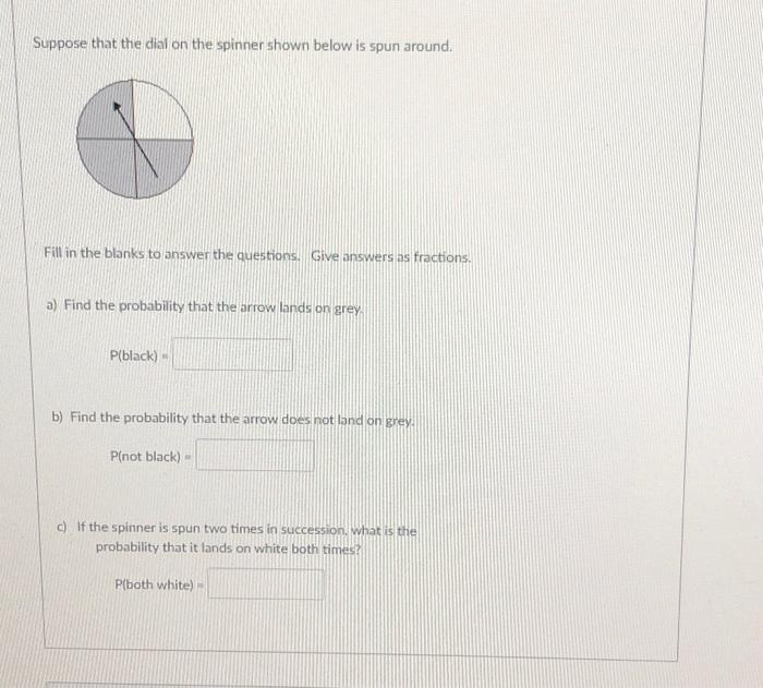 Solved Suppose that the dial on the spinner shown below is | Chegg.com