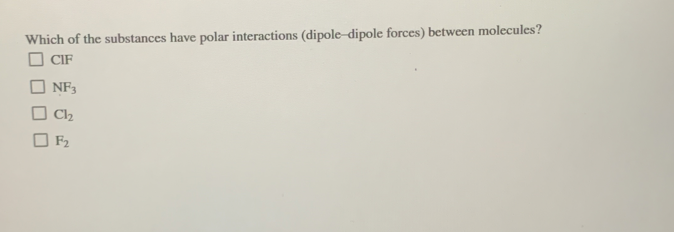 Solved Which of the substances have polar interactions | Chegg.com