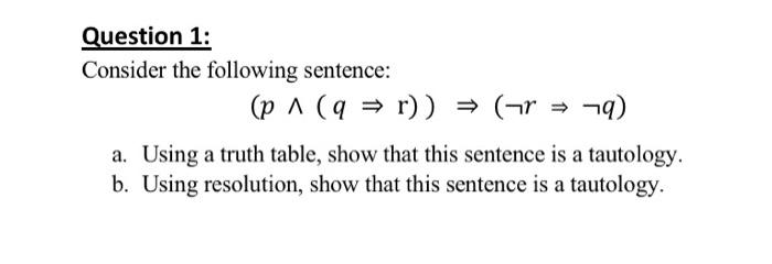 Solved Question 1: Consider the following sentence: | Chegg.com