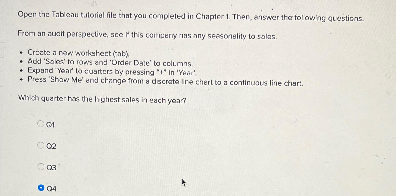Solved Open the Tableau tutorial file that you completed in | Chegg.com