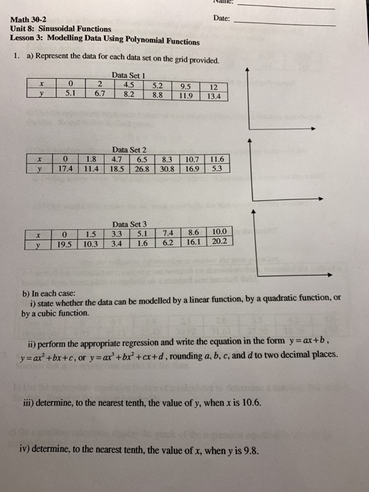 Solved Date: Math 30-2 Unit 8: Sinusoidal Functions Lesson | Chegg.com