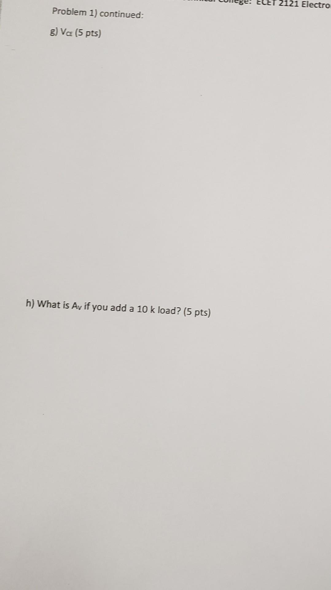 Solved 1) Consider the following circuit: +Vcc = 20v M Rc | Chegg.com