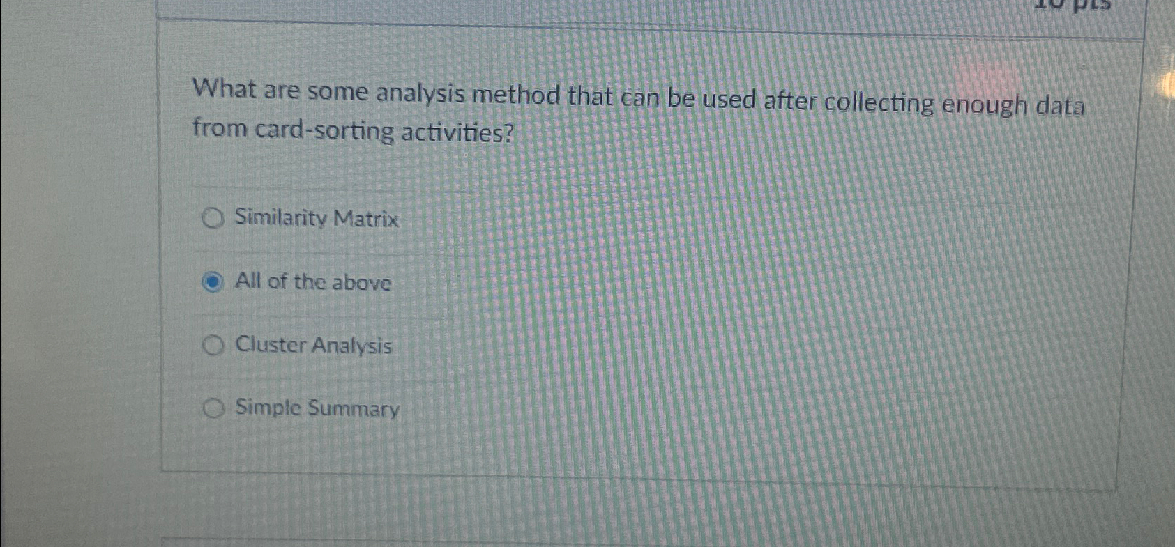Solved What are some analysis method that can be used after | Chegg.com
