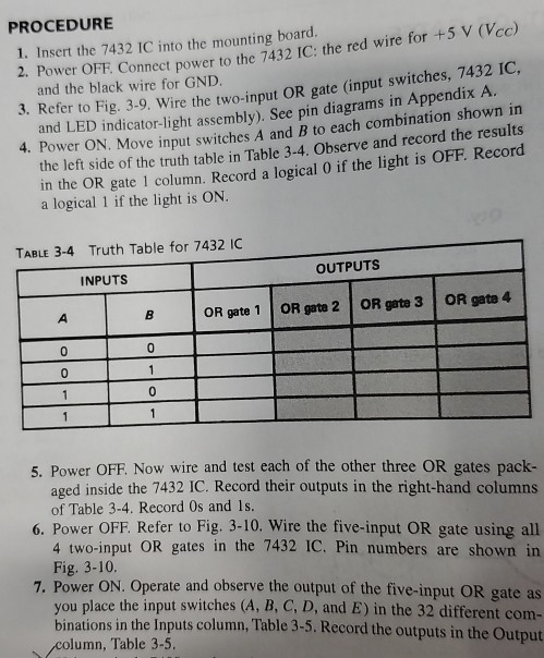 Solved PROCEDURE 1. Insert the 7432 IC into the mounting | Chegg.com