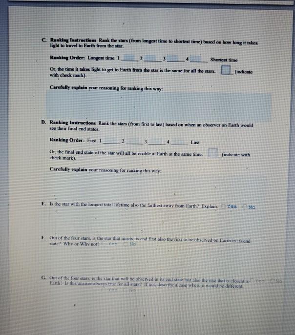 Solved Astronomy Ranking Task: Star Evolution & Lookback | Chegg.com