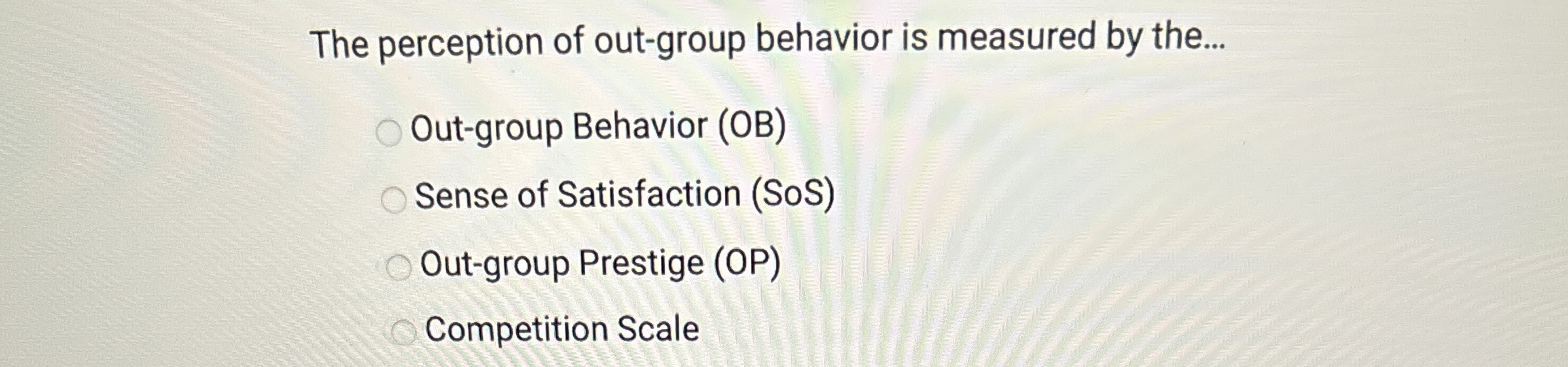 Solved The perception of out-group behavior is measured by | Chegg.com