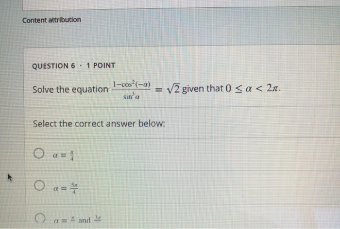 Solved Content attribution . QUESTION 6 1 POINT Solve the | Chegg.com