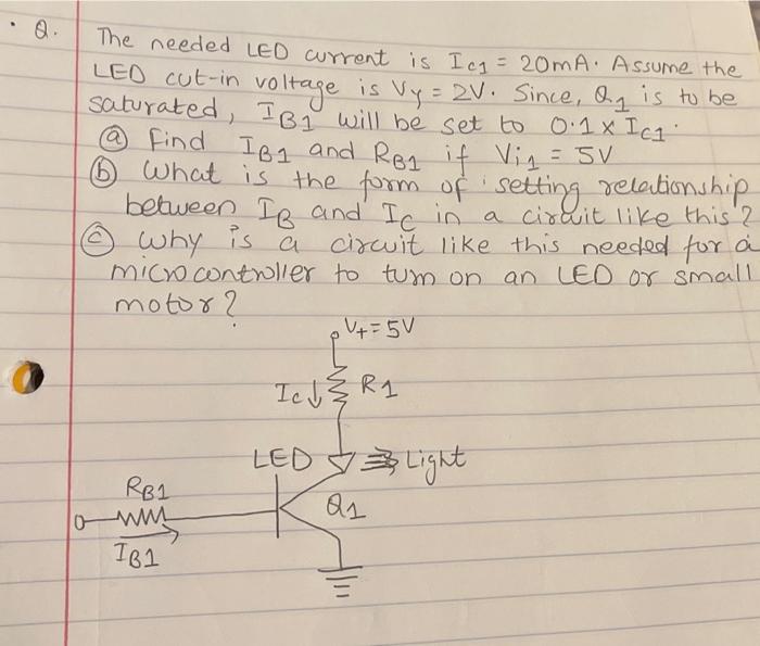 Solved The needed LED current is IC1=20 mA. Assume the LED | Chegg.com