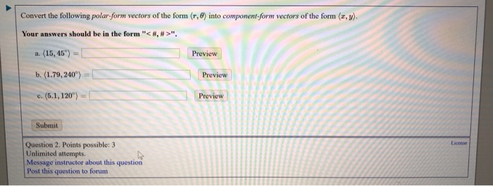Solved converte the following polar form vectors of the form | Chegg.com