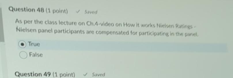 Solved Question 48 (1 ﻿point) ﻿SavedAs per the class | Chegg.com
