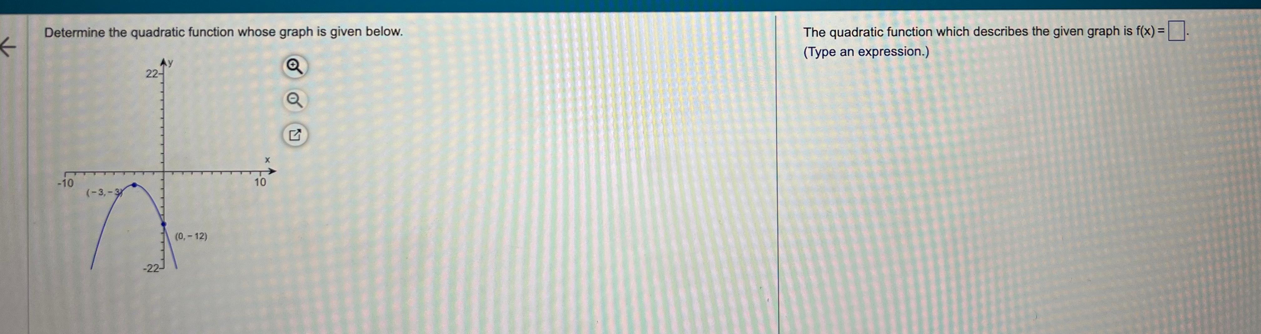 Solved Determine the quadratic function whose graph is given | Chegg.com