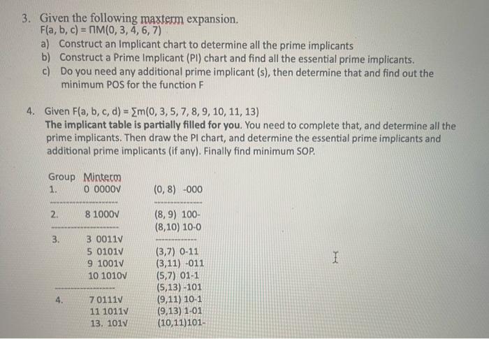 Solved 3. Given the following maxterm expansion. Fla, b, c) | Chegg.com