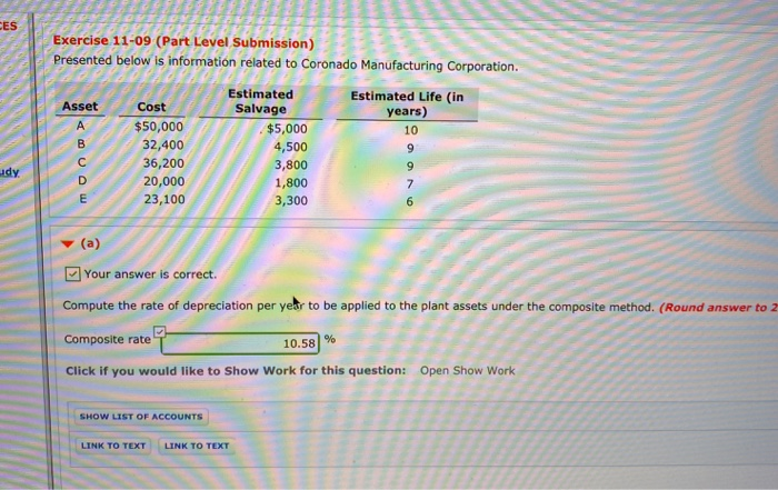 Solved CES Exercise 11-09 (Part Level Submission) Presented | Chegg.com