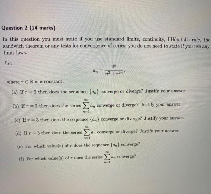 Solved Question 2 (14 marks) In this question you must state | Chegg.com Solved Question 2 (14 marks) In this question you must state | Chegg.com