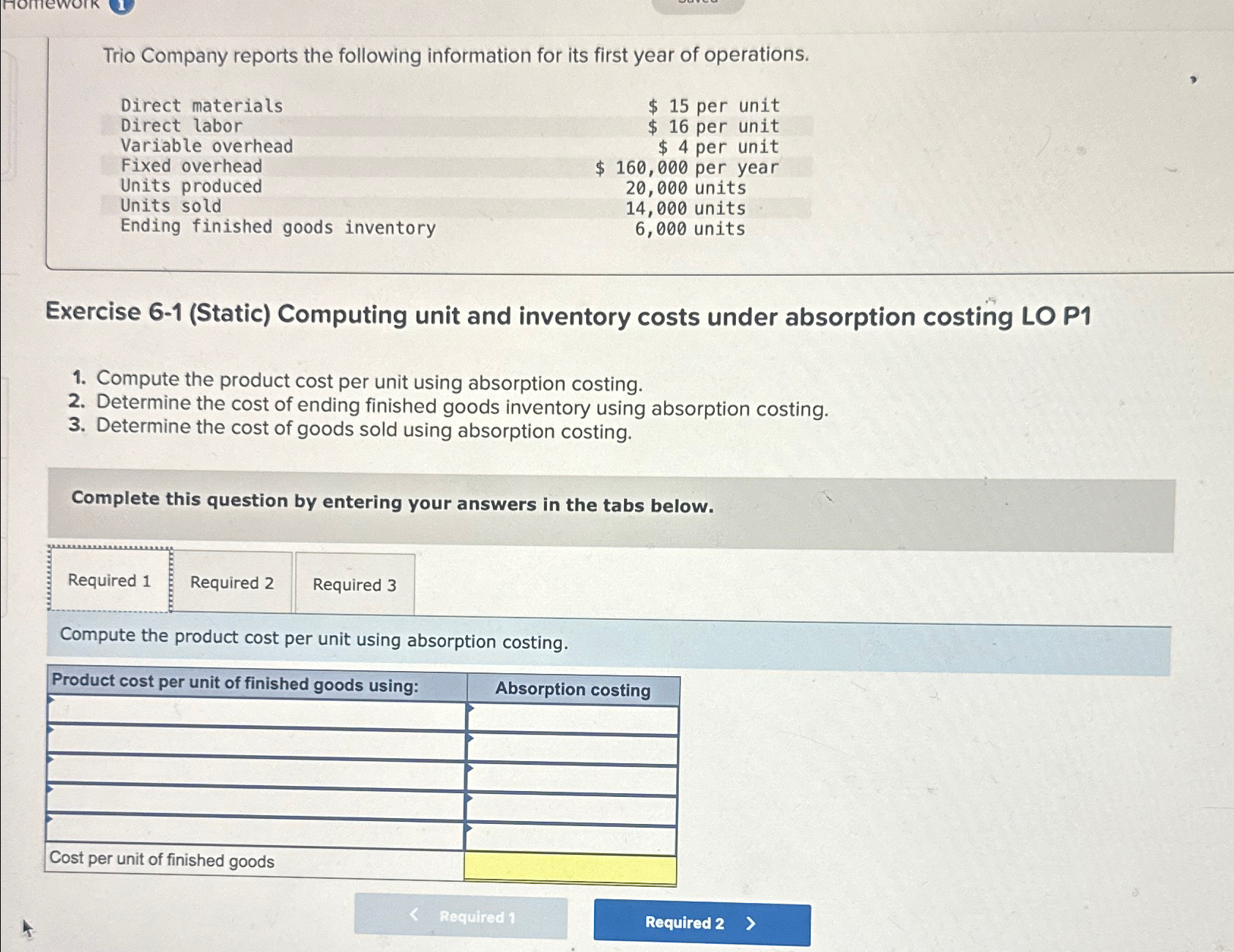 Solved Trio Company reports the following information for | Chegg.com