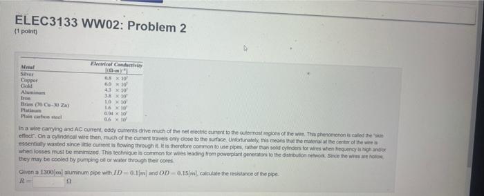 Solved ELEC3133 WW02: Problem 2 (1 point) Meal Electrical | Chegg.com