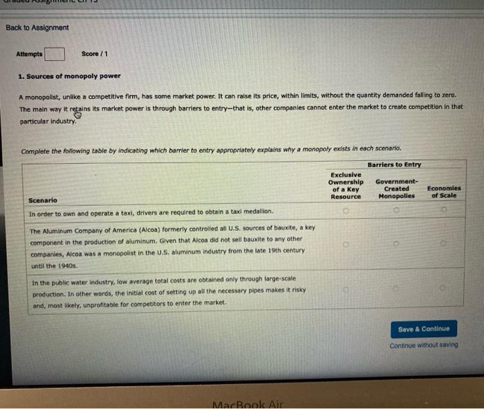 Solved Back to Assignment Attempts Score/1 1. Sources of | Chegg.com
