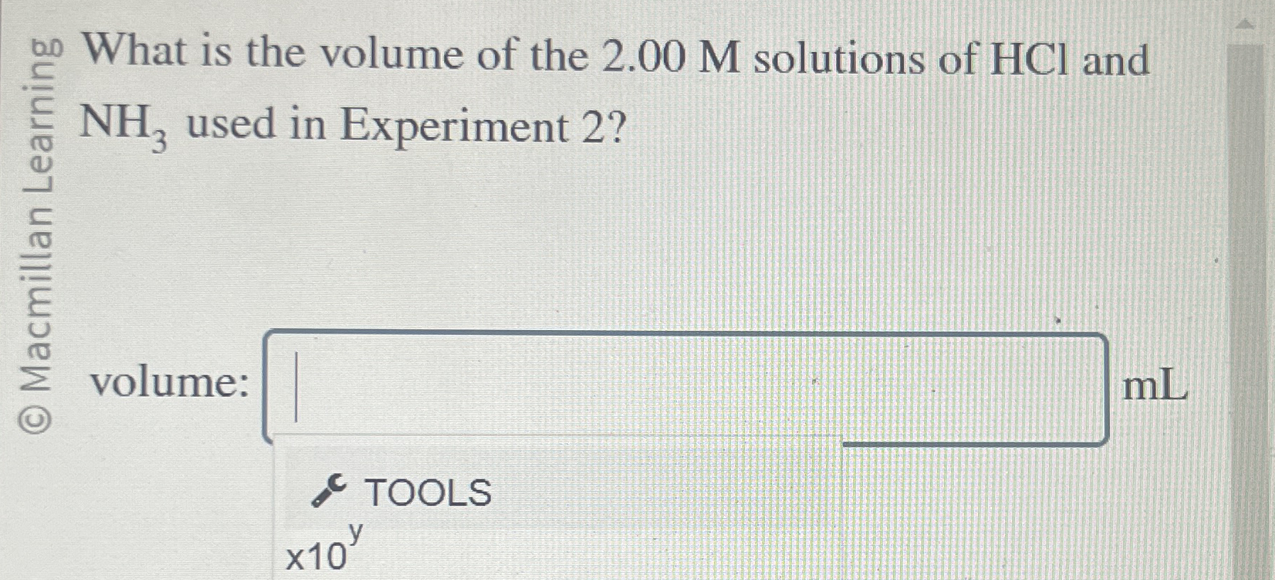 Solved What is the volume of the 2.00 ﻿M solutions of HCl | Chegg.com