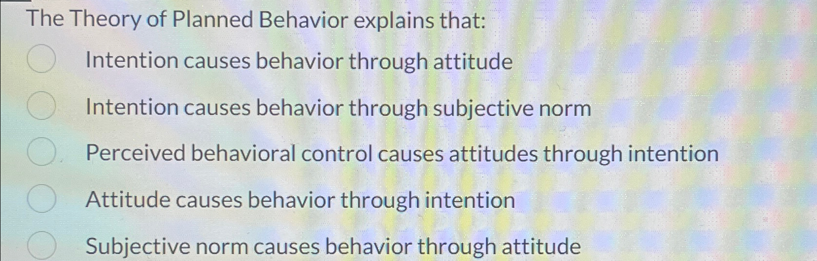 Solved The Theory of Planned Behavior explains | Chegg.com