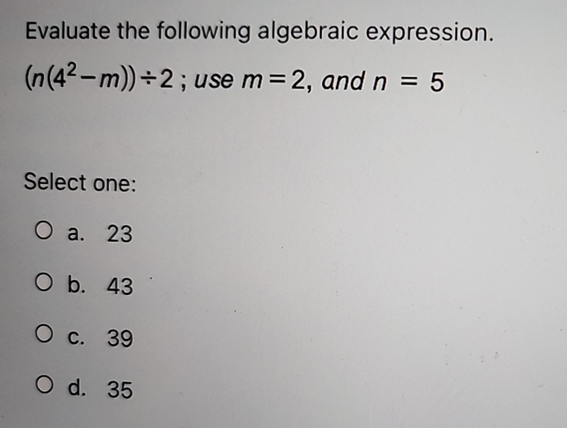 Solved Evaluate the following algebraic | Chegg.com