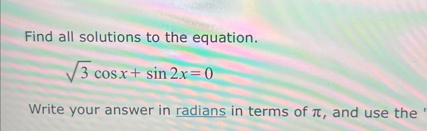 Solved Find all solutions to the | Chegg.com