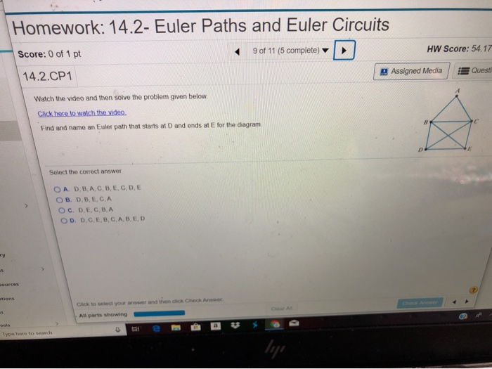 Solved Homework: 14.2- Euler Paths and Euler Circuits 30 11 | Chegg.com